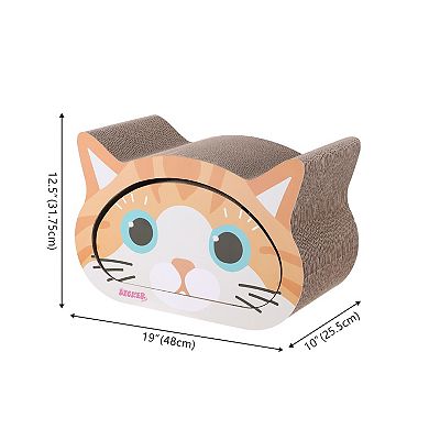 Opal 19" Modern Cardboard Happy Cat Head 2-in-1 Cat Cave Scratcher ...