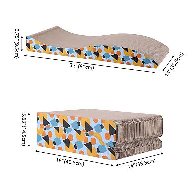 Eero 32" Modern Cardboard Foldable Lounge Cat Scratcher With Catnip
