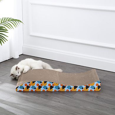 Eero 32" Modern Cardboard Foldable Lounge Cat Scratcher With Catnip