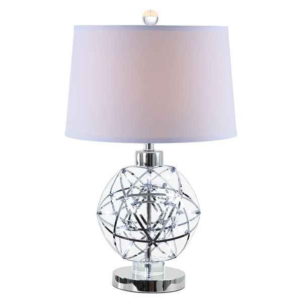 Cue 25 Inch Table Lamp, Empire Fabric Shade, Accent Nickel Round Base