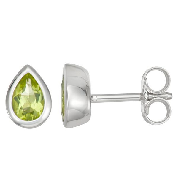 Sterling Silver Peridot Teardrop Stud Earrings
