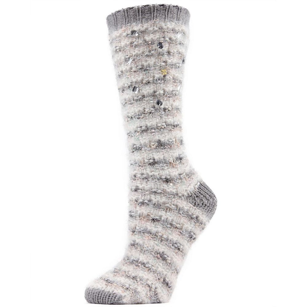 Jeweled Knit Non-Skid Crew Sock