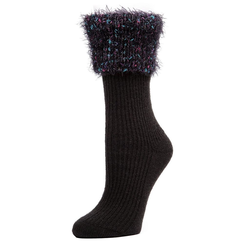 Fancy Cuff Ribbed Crew Sock