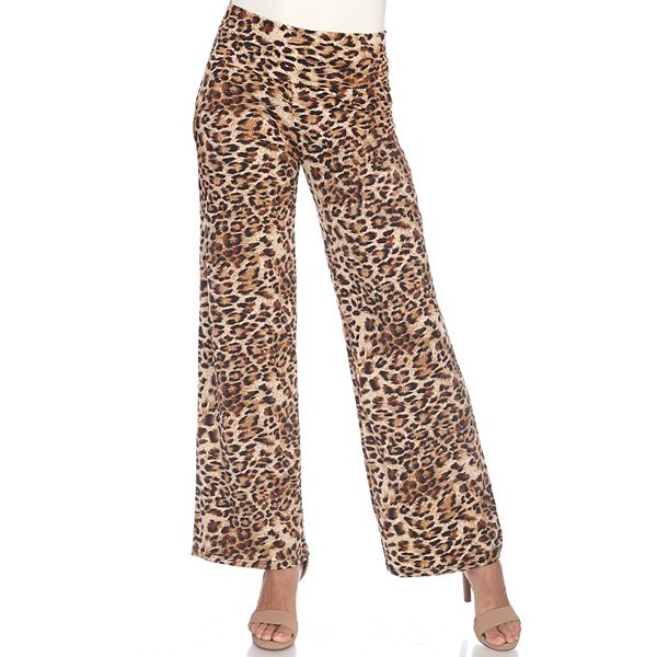 Women's Cheetah Print Wide Leg Palazzo Pants