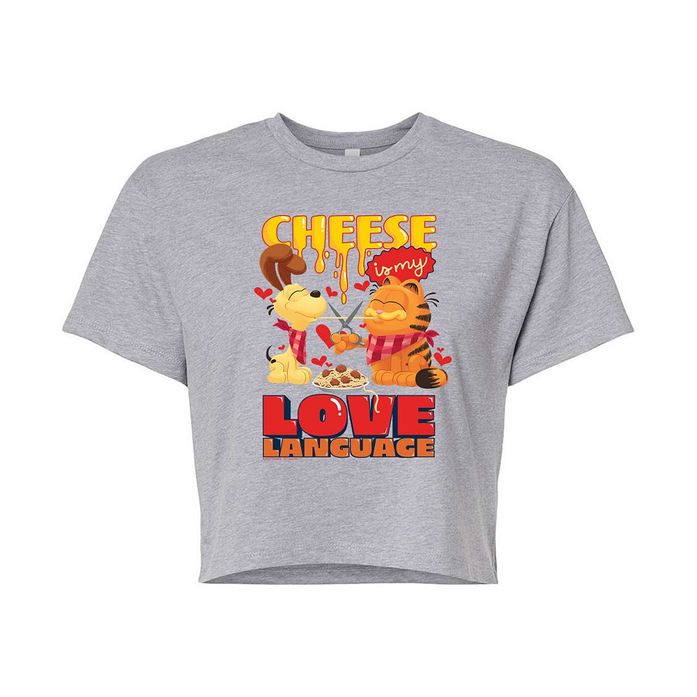 Juniors' Garfield Cheese Is My Love Language Cropped Tee