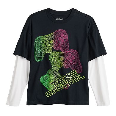 Boys 8-20 Hollywood Long Sleeve Twofer Gamer Graphic Tee