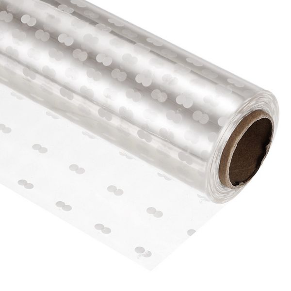 98ft X 21in Wrap Wrapper Wrapping Paper 2.5 Mil Thick White Polka Dots ...