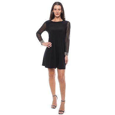 Women's Tash + Sophie Pearl Cuff Aline Dress with Sheer Sleeves