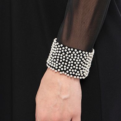 Women's Tash + Sophie Pearl Cuff Aline Dress with Sheer Sleeves