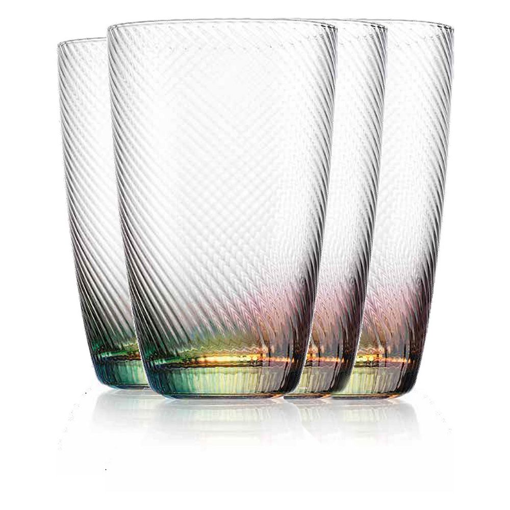 Nicole Miller 4-Piece Ribbed Highball Glass Set