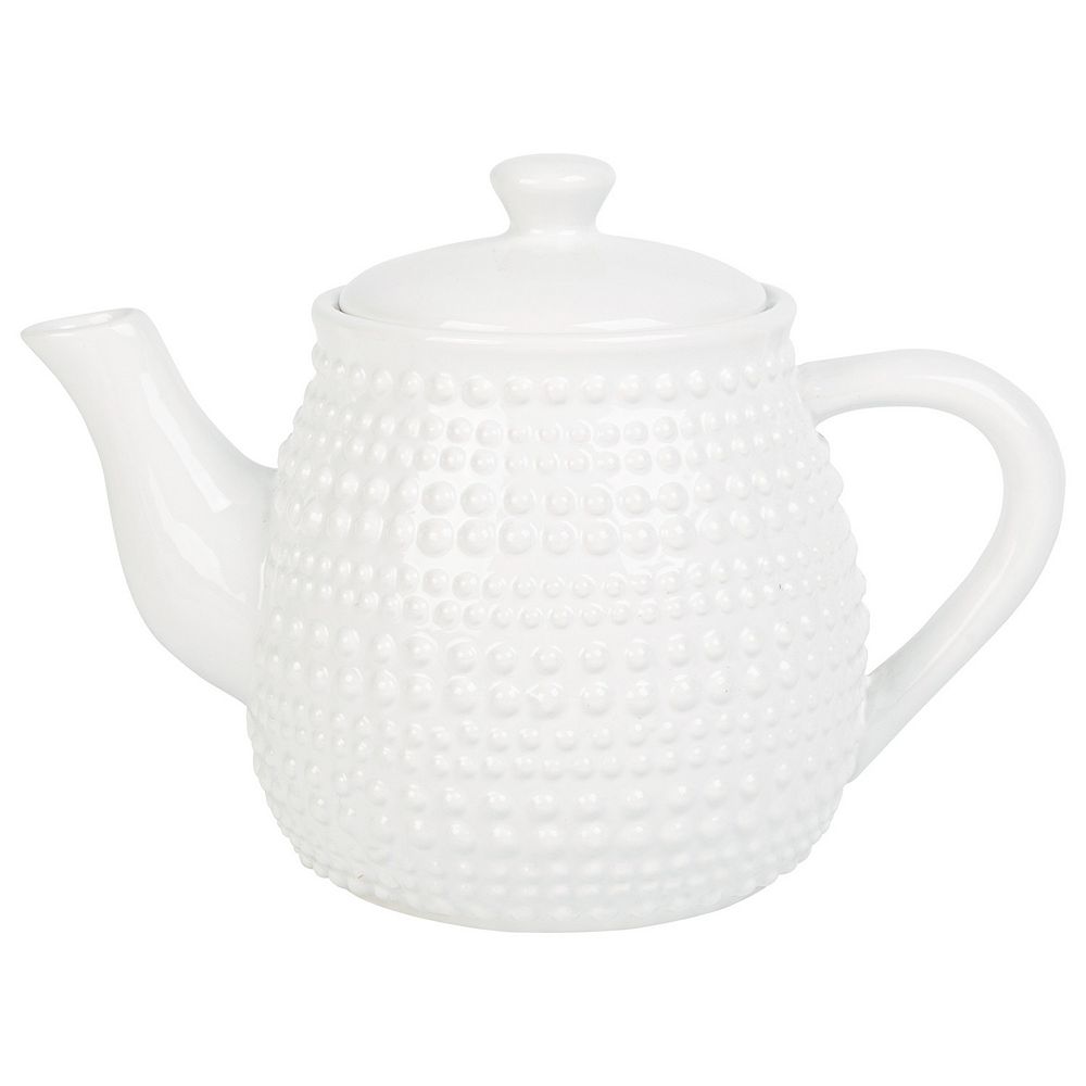Home Essentials Halo White Embossed Tea Pot