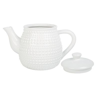 Home Essentials Halo White Embossed Tea Pot