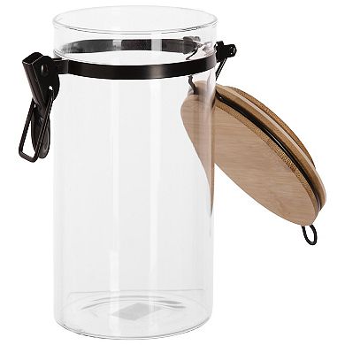 Home Essentials Bamboo Lidded Large Glass Canister