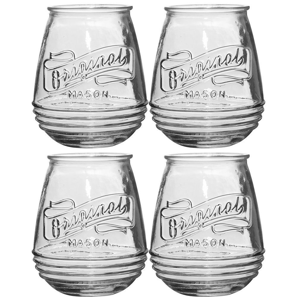 Home Essentials 4-pc. Original Mason Jar Stemless Wine Glass Set