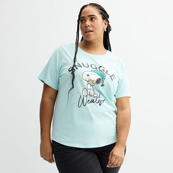 Plus Size Peanuts Snoopy Snuggle Weather Graphic Tee