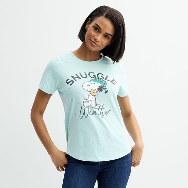 Women's Peanuts Snoopy Snuggle Weather Graphic Tee