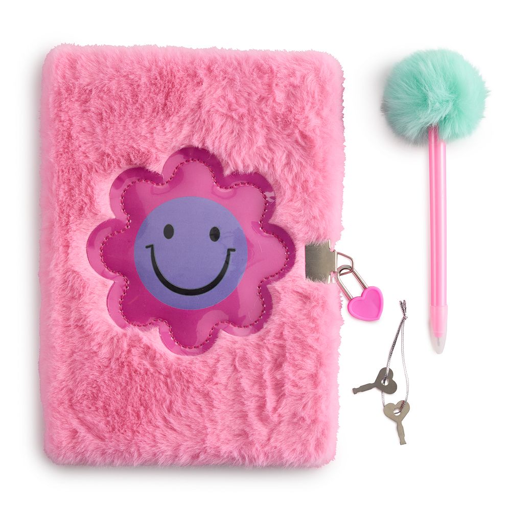 Simple Pleasures Fuzzy Smiley Face Diary