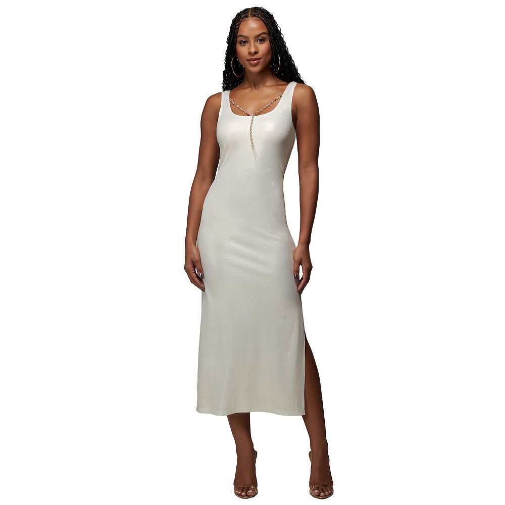 Women's bebe x Ciara Rib Necklace Midi Dress