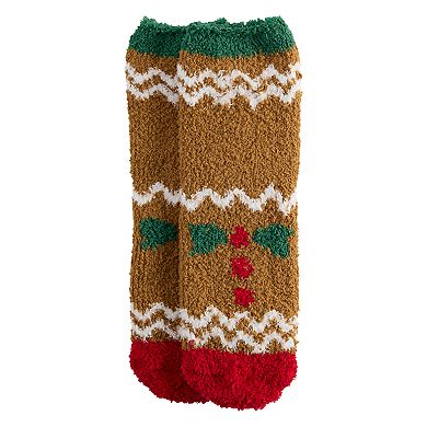 Women's Shine Gingerbread Man Cozy Slipper Socks