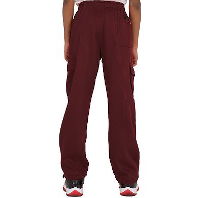 Vibes Boy's Relaxed Fit Fleece Cargo Sweatpants Open-bottom