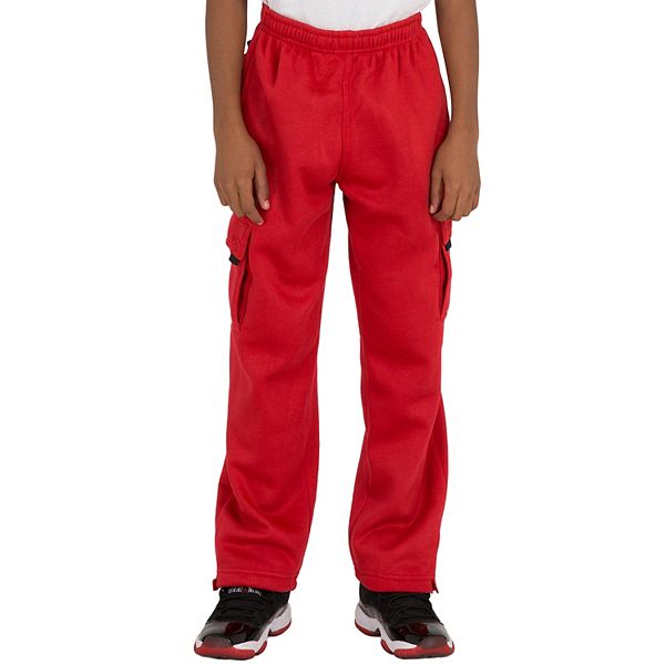 Vibes Boy's Relaxed Fit Fleece Cargo Sweatpants Open-bottom