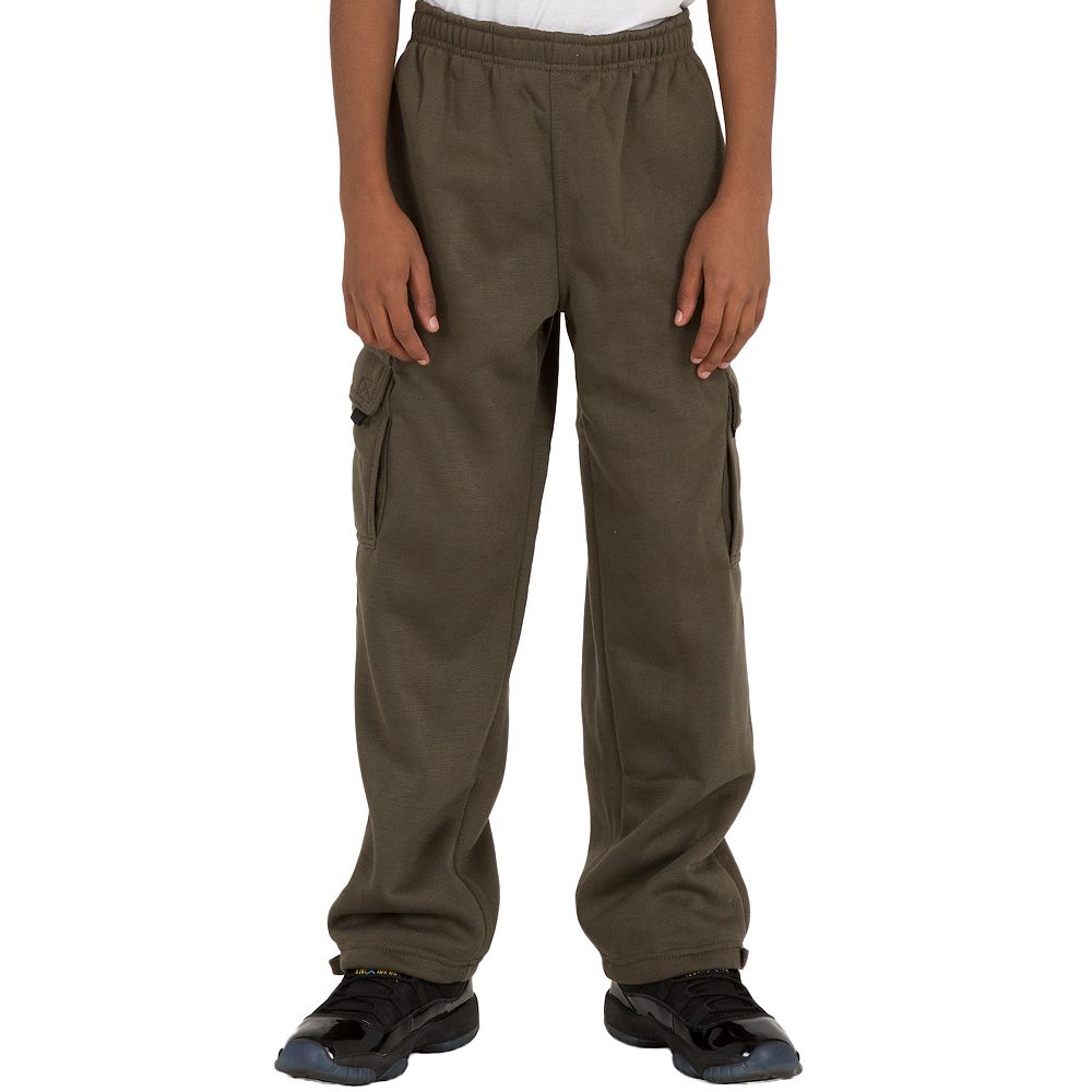 Vibes Boy's Relaxed Fit Fleece Cargo Sweatpants Open-bottom