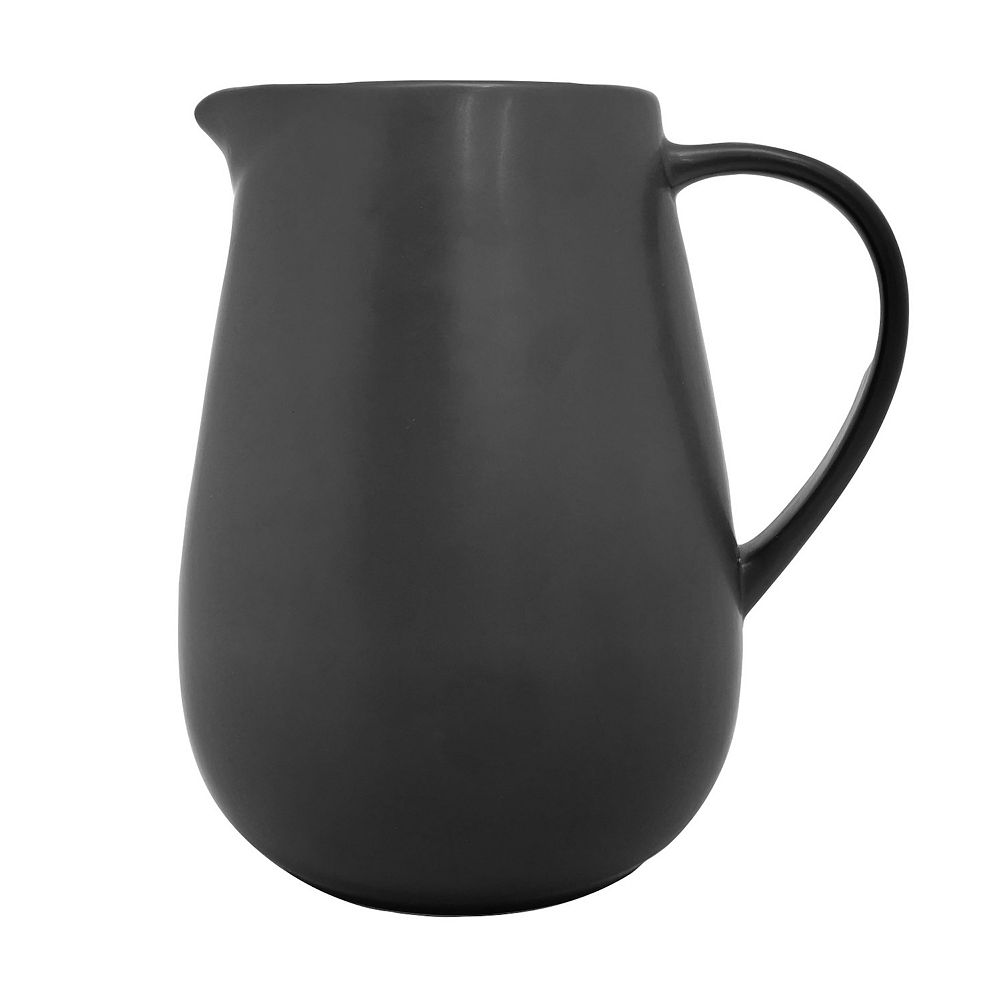 Everyday Decor Black Rustic Ceramic Pitcher