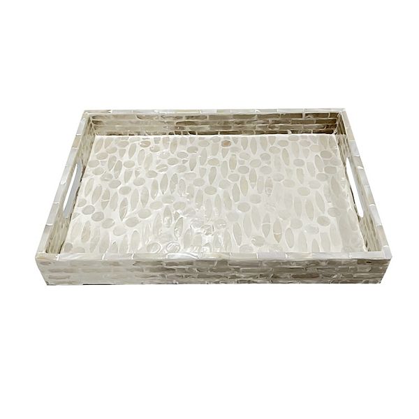 Everyday Decor Patterned Shell Detailed Tray Table Decor