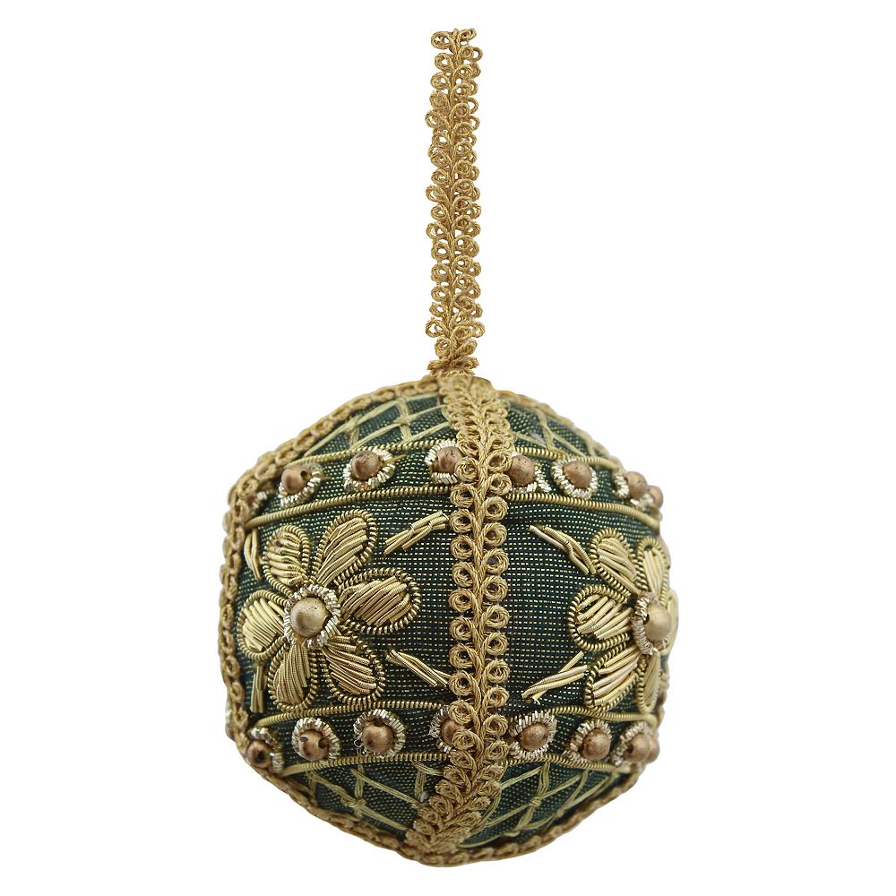 St. Nicholas Square® Embroidered Dark Green Bauble Christmas Ornament