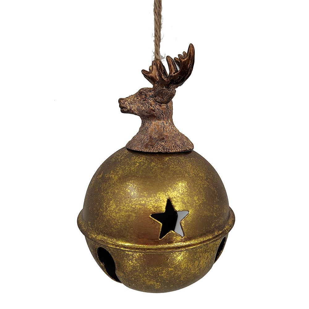 St. Nicholas Square® Gold Metal Deer Jingle Bell Ornament