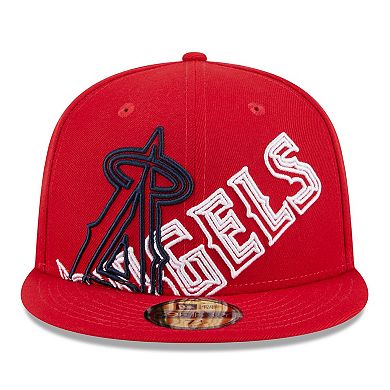 Men's New Era Red Los Angeles Angels Game Day Overlap 59FIFTY Fitted Hat