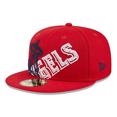 Men's New Era Red Los Angeles Angels Game Day Overlap 59FIFTY Fitted Hat