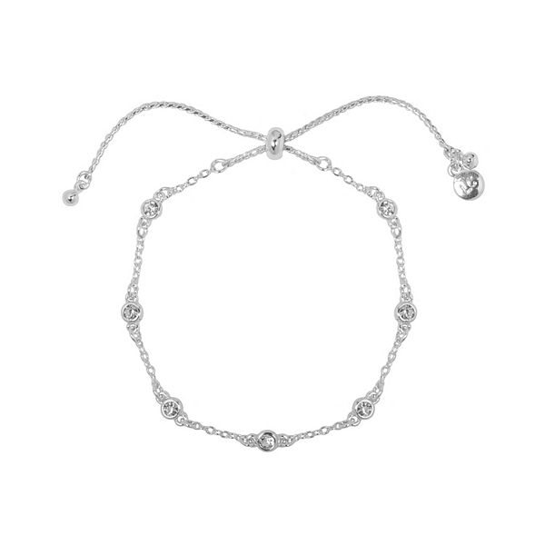 LC Lauren Conrad Silver Tone Crystal Dainty Adjustable Bracelet