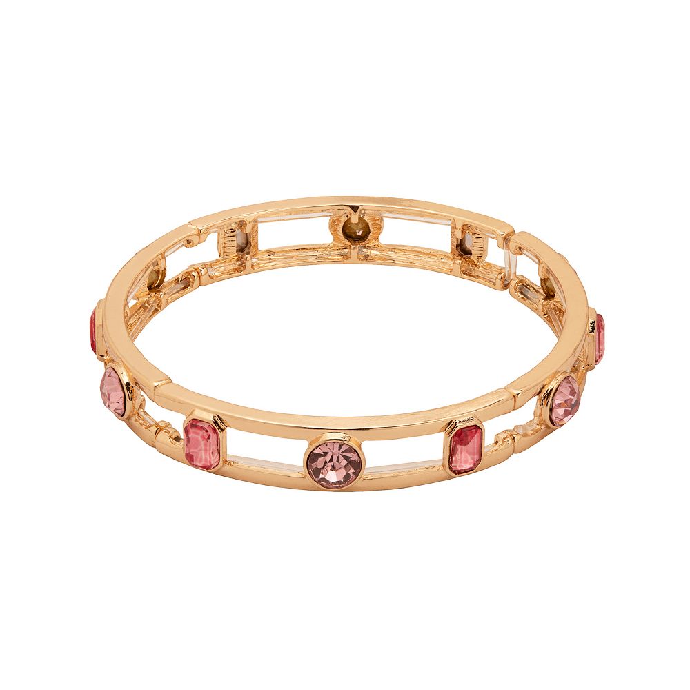LC Lauren Conrad Gold Tone Multi Stone Statement Stretch Bangle Bracelet