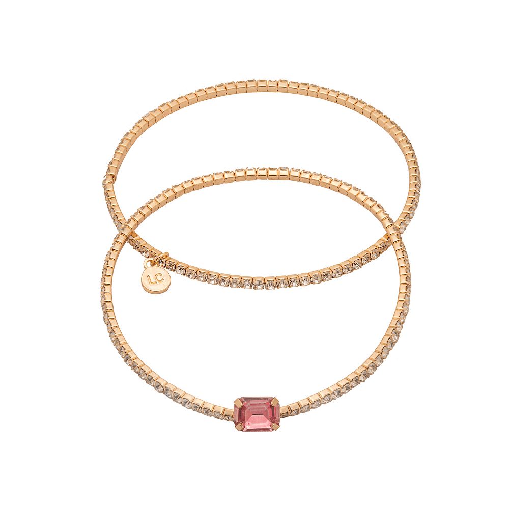 LC Lauren Conrad Gold Tone Beaded Stone Bracelet Duo Set