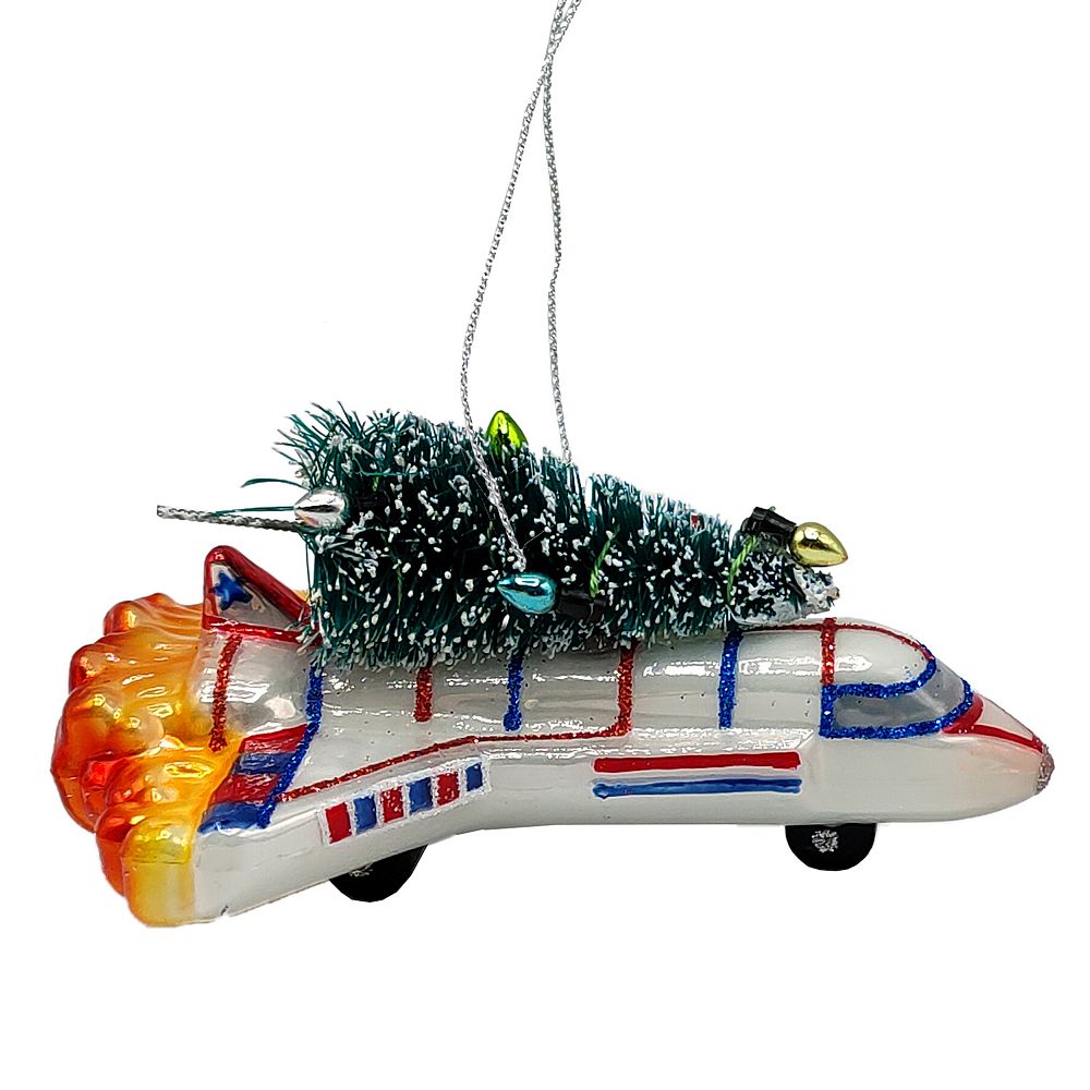St. Nicholas Square® Glass Rocket Ship Christmas Ornament