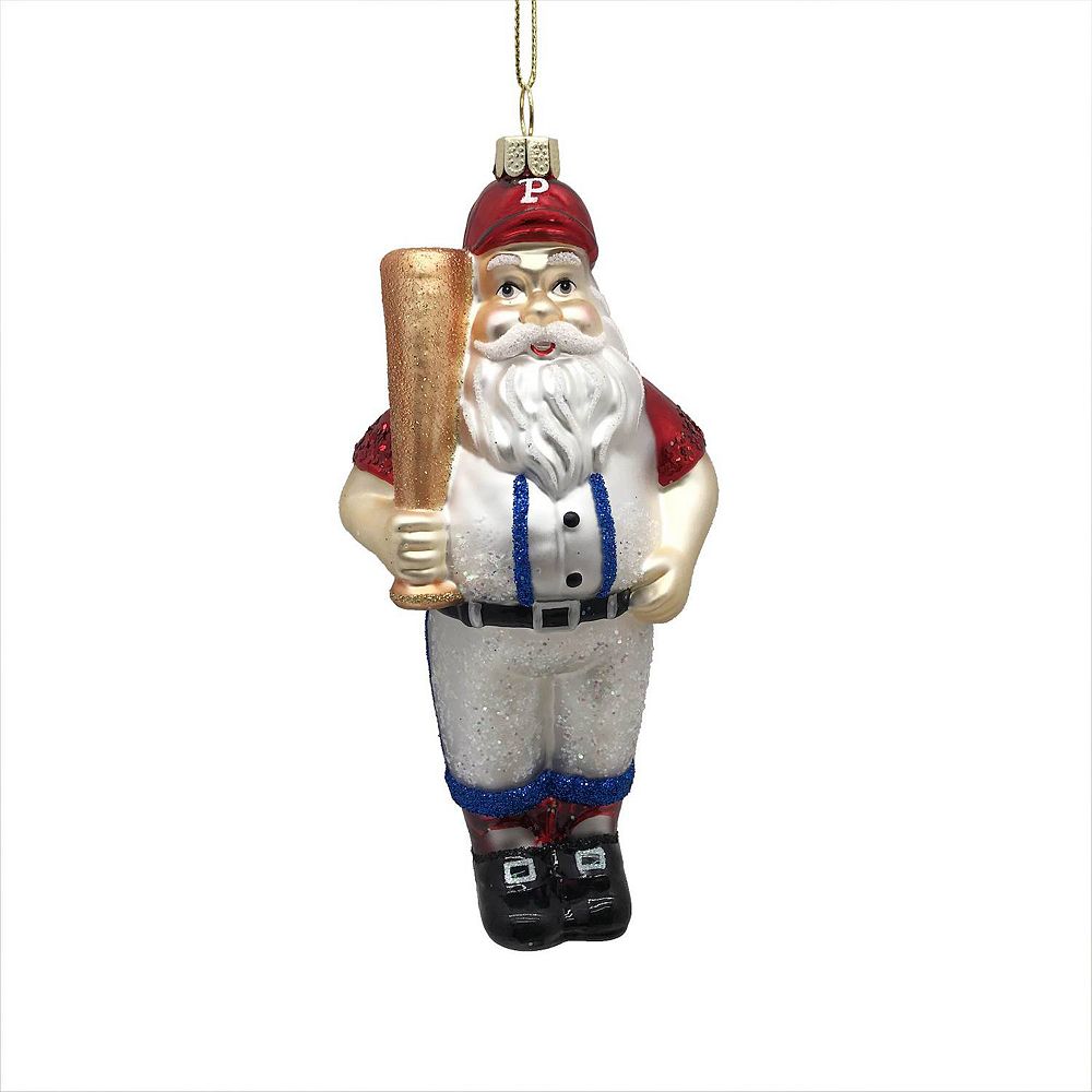 St Nicholas Square Glass Baseball Santa Christmas Ornament