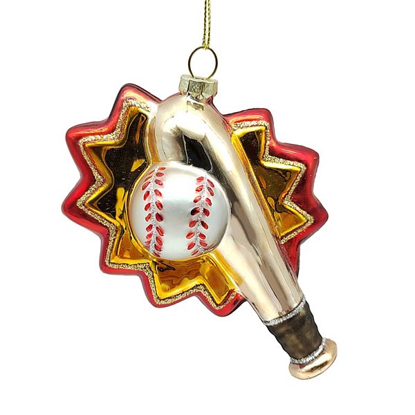 St. Nicholas Square® Glass Baseball & Bat Christmas Ornament