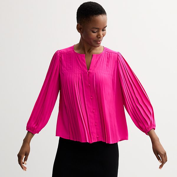 Women's Nine West Pleated Button Down Blouse