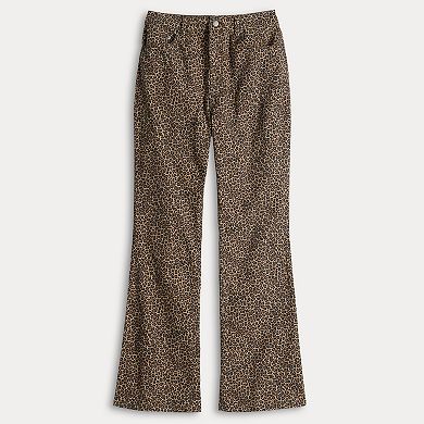 Juniors' Tinseltown High-Rise Bootcut Leopard Print Pants