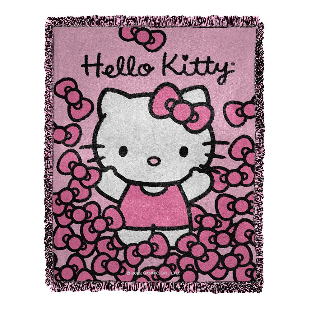 Hello Kitty More Bows Woven Jacquard Throw Blanket 46" x 60"