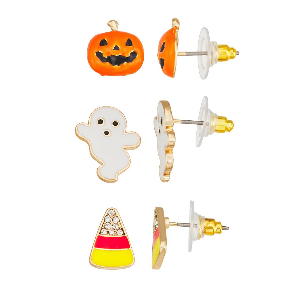 Celebrate Together™ Gold Tone Ghost, Pumpkin, & Candy Corn Stud Earring Set