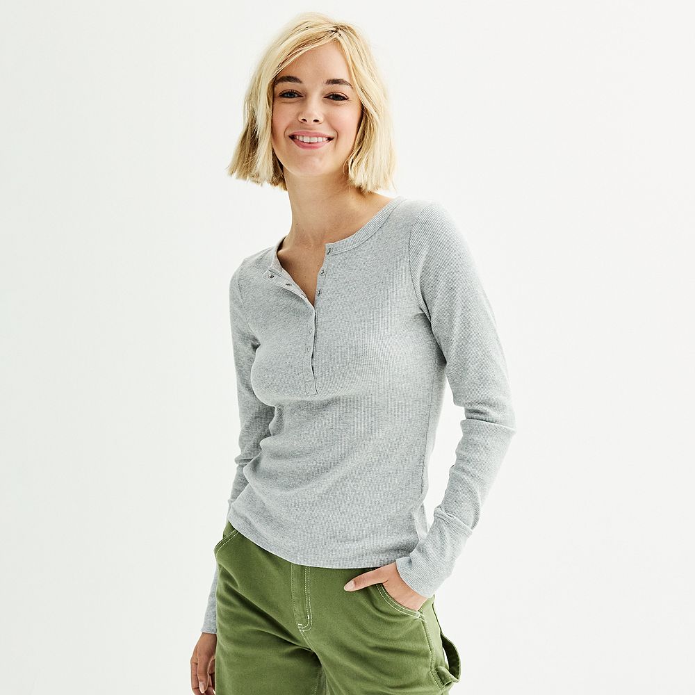 Juniors' SO® Slim Fit Long Sleeve Henley Top