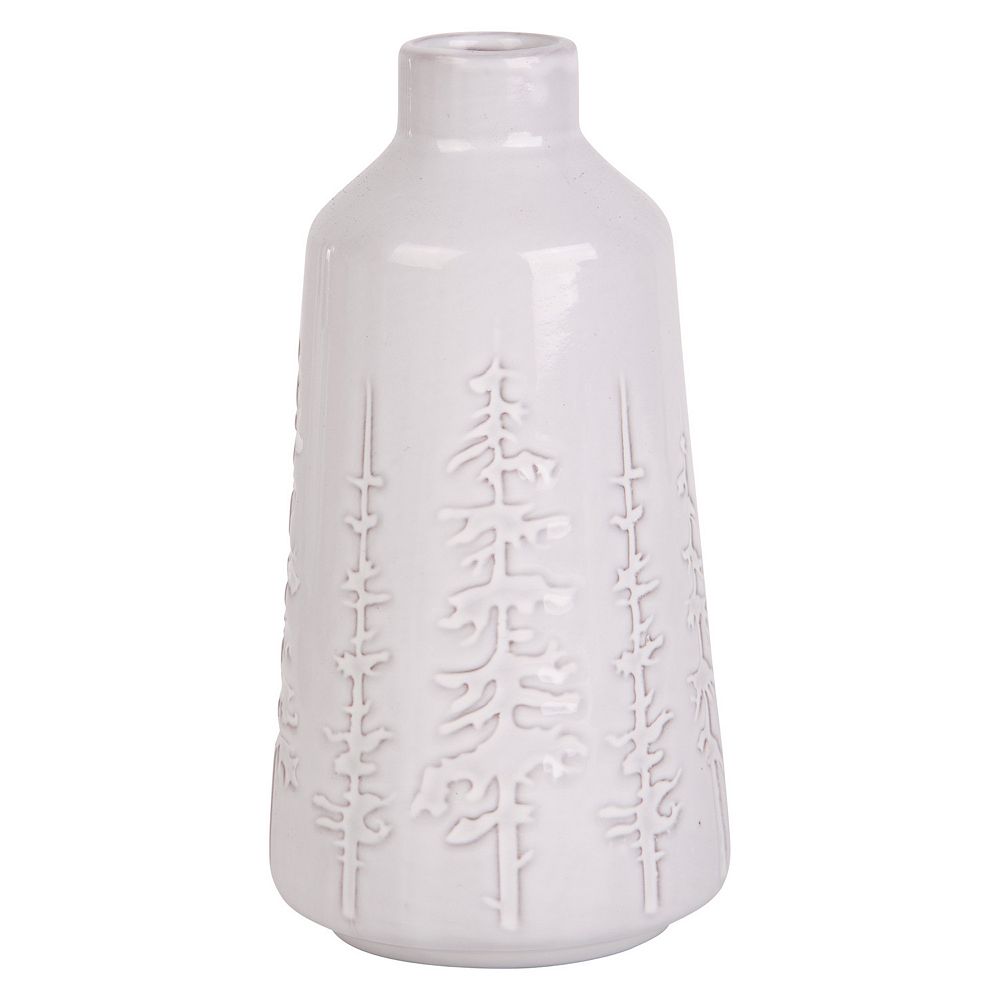 Embossed Tree 6" Ceramic Vase Table Decor