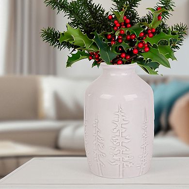 Embossed Tree Ceramic Vase Table Decor