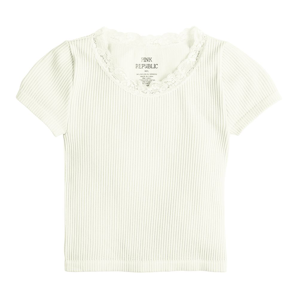 Girls 6-18 Pink Republic Lace Scoop Neck Seamless Top in Regular and ...