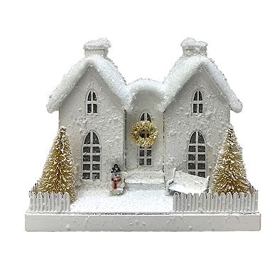 St. Nicholas Square® LED White Paper House Scene Table Decor