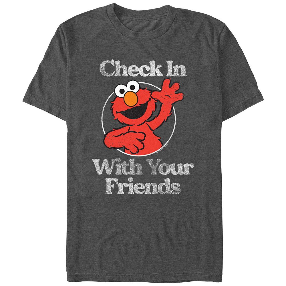 Men's Sesame Street Elmo Stamp Check In On Your Friends Graphic Tee