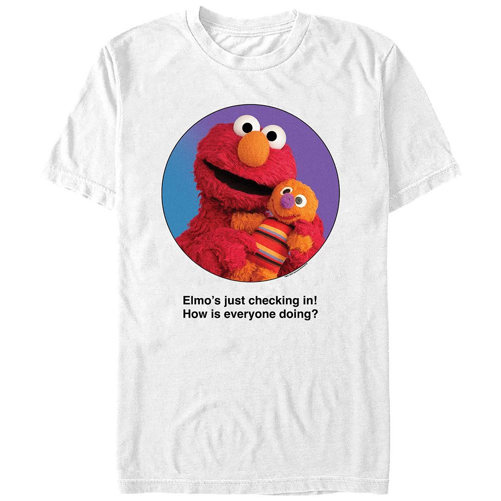 Men's Sesame Street Elmo's Just Checking In! Graphic Tee