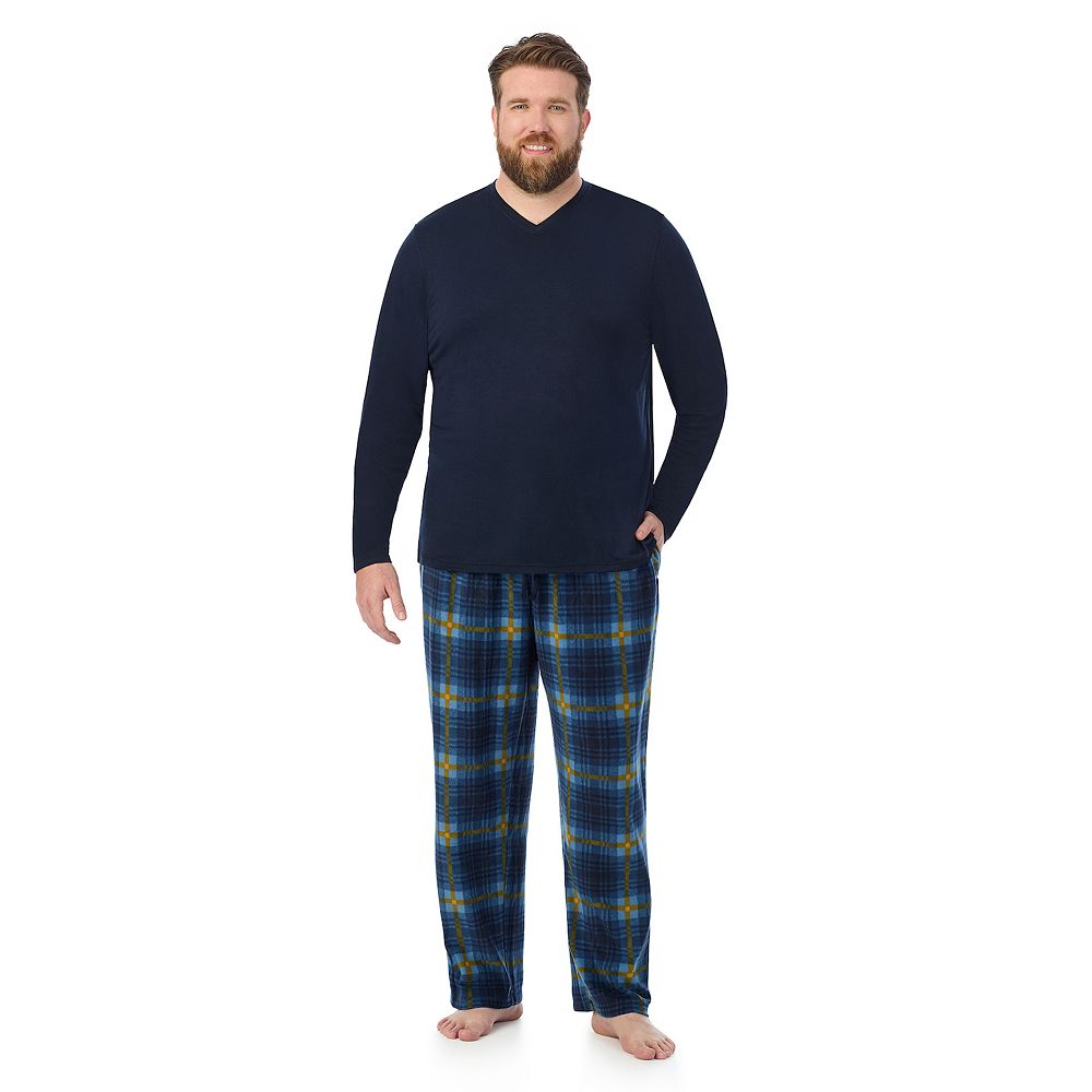 Big And Tall Cuddl Duds® Cabin Fleece Long Sleeve Pajama Top And Plaid Pajama Pants Set